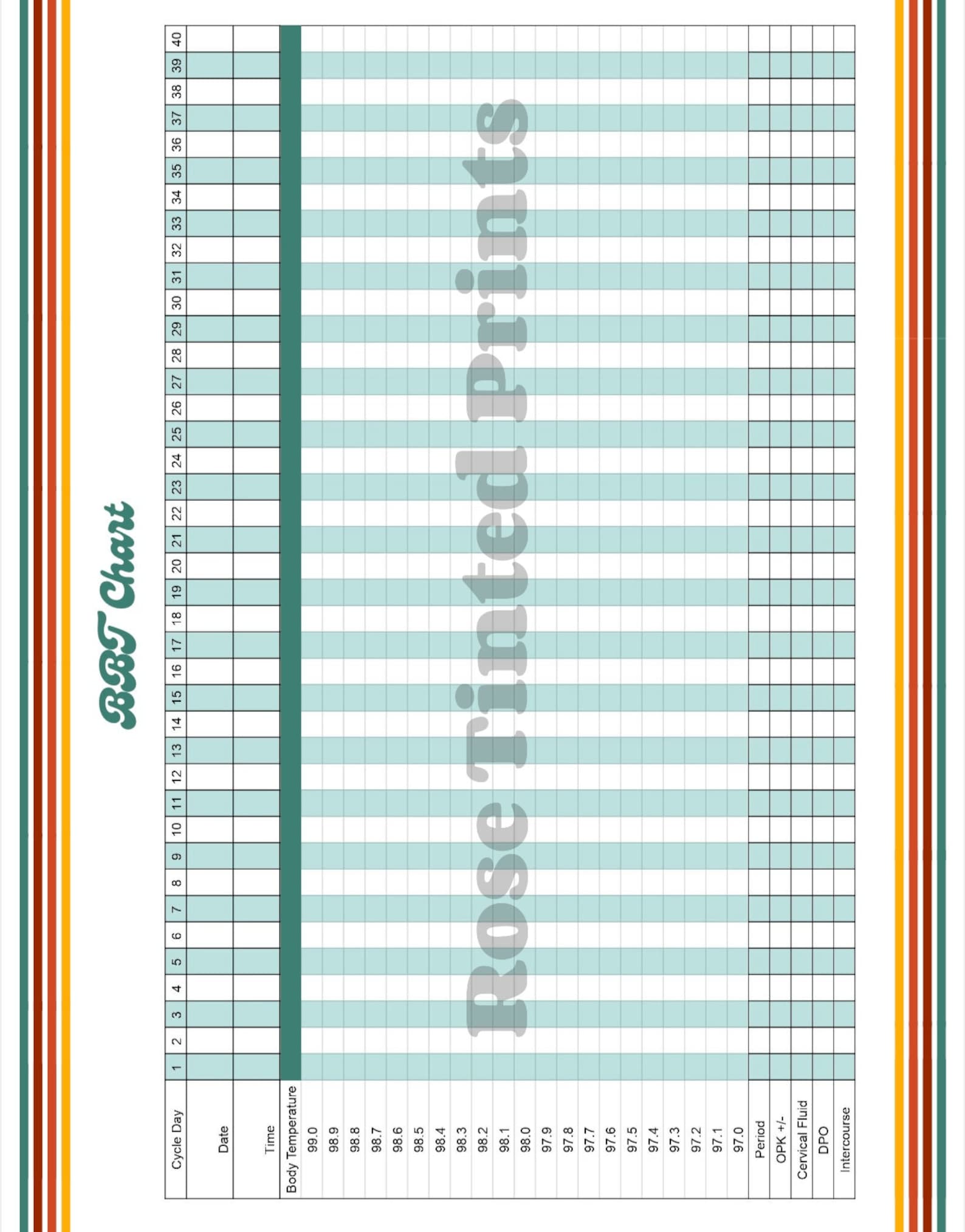 Fertility & Cycle Tracker - Printable!!! Period Planner, Period Tracker ...