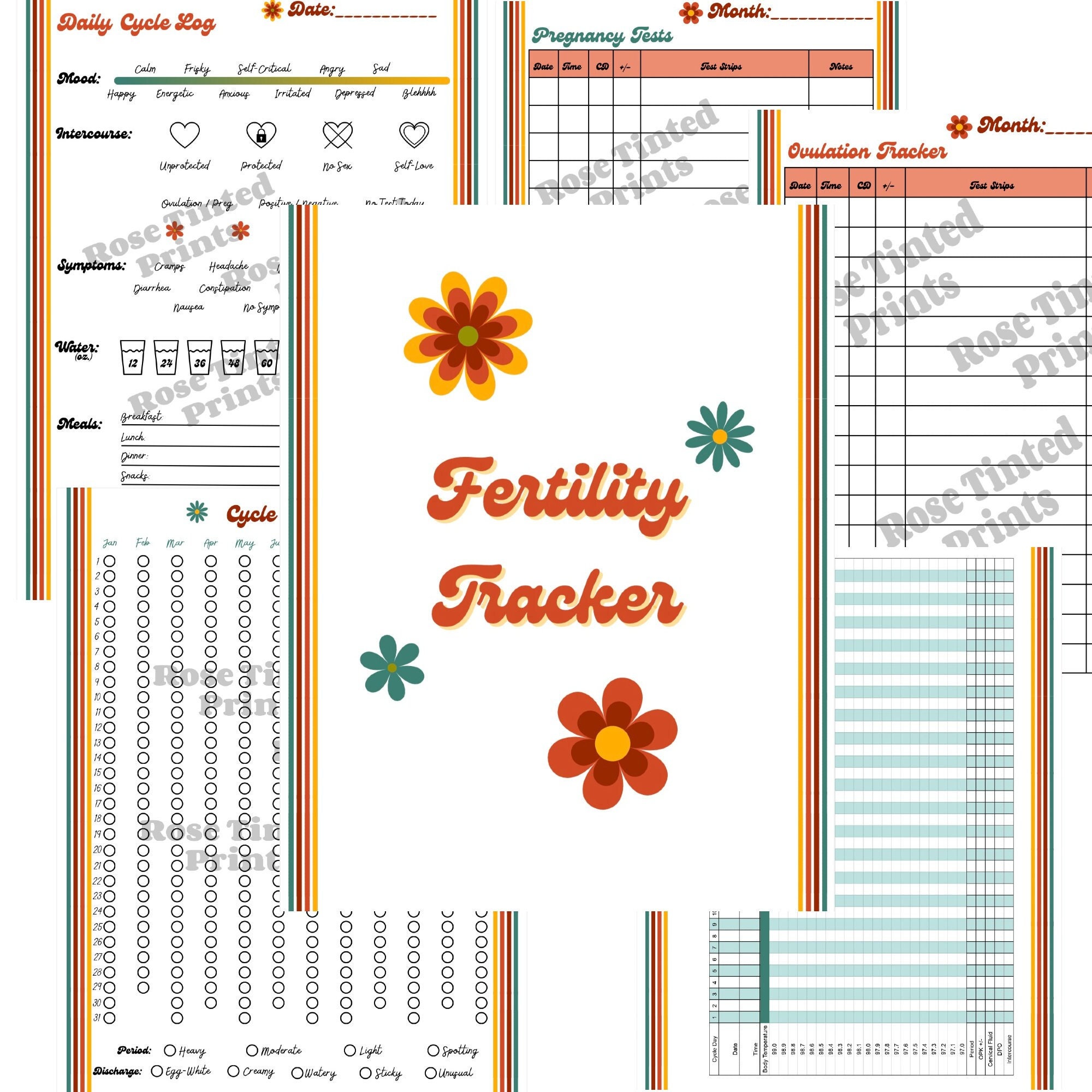Fertility & Cycle Tracker - Printable!!! Period Planner, Period Tracker ...
