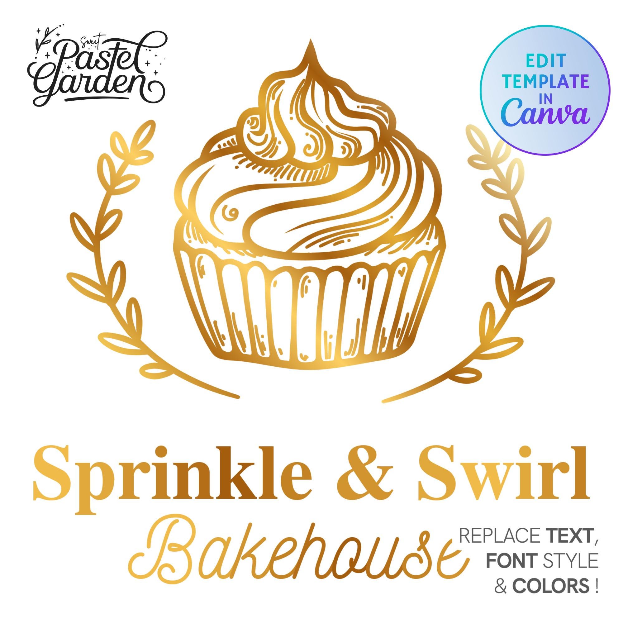 DIY Colorful Cupcake Logo Canva Template for Cake Designers and ...