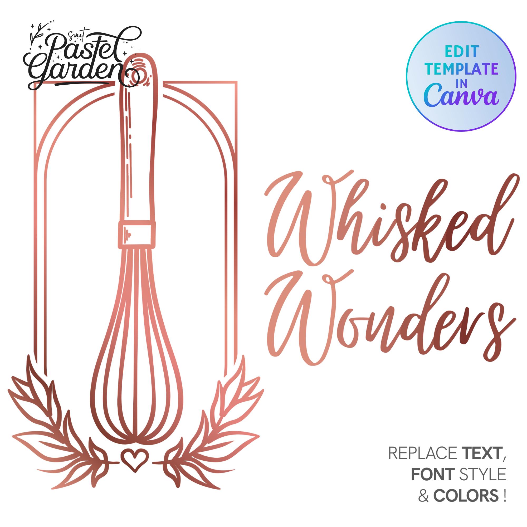 DIY Whisk Logo Canva Template, Pastel Design for Bakery, Cake or Pastry ...