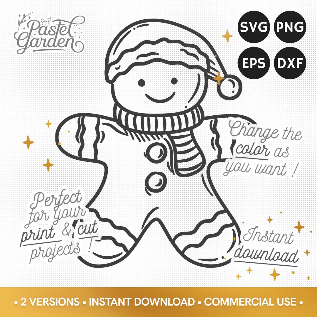 Christmas Gingerbread Man SVG Clipart Design Files for Cricut, With ...