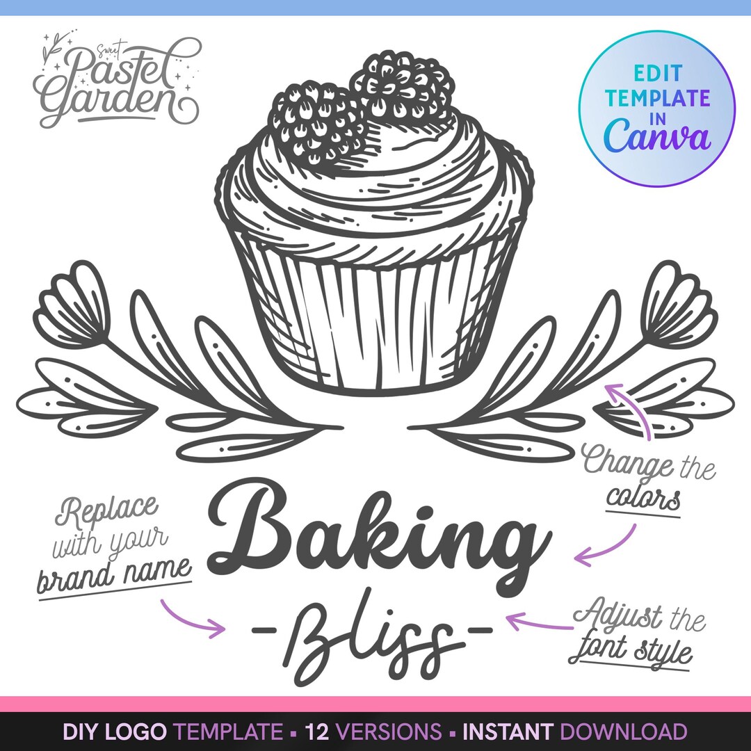 Colorful Pink Cupcake Logo Design for Bakery and Cake Designer on Canva ...