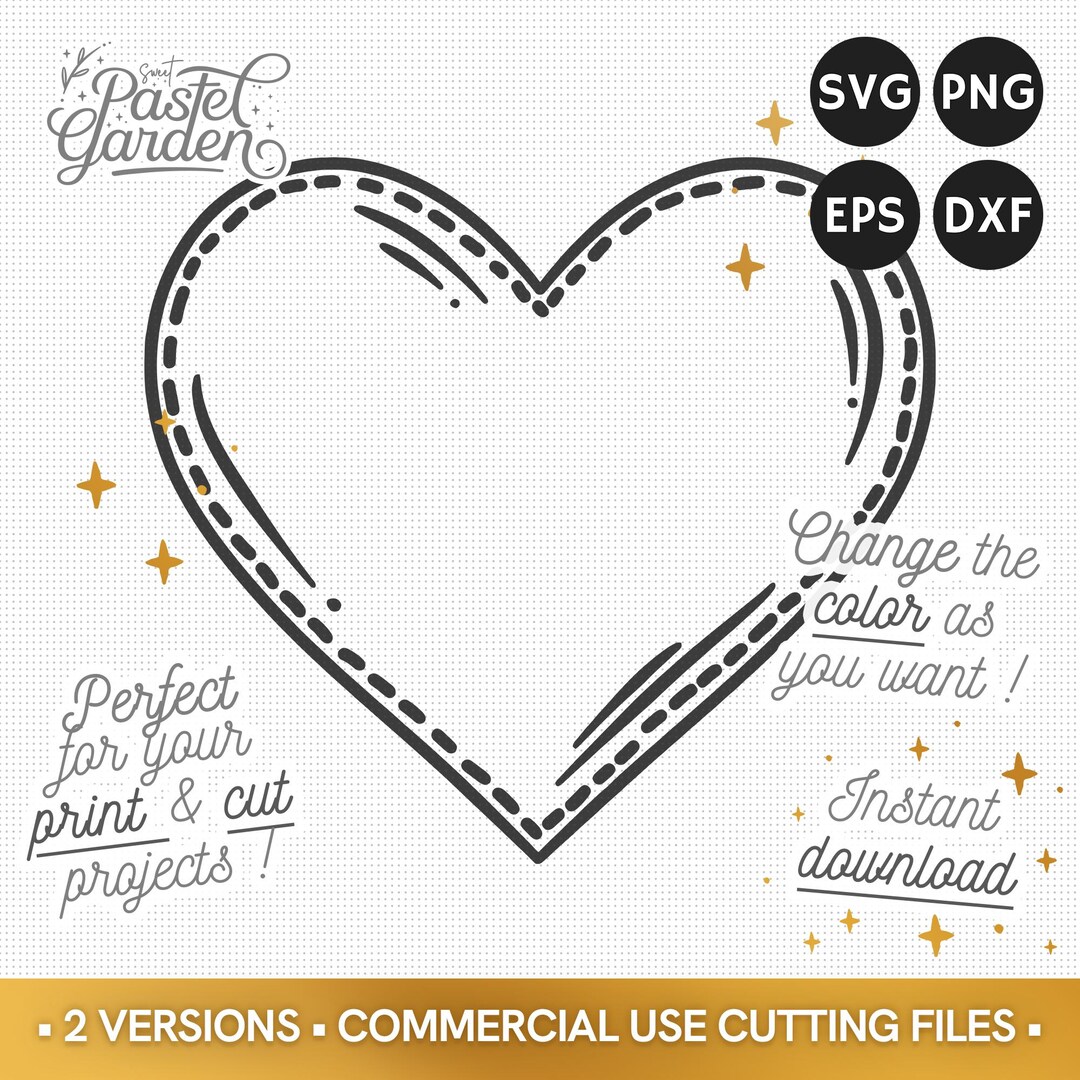 Scalloped Heart SVG, Faux Stitch Embroidery Design DIY Project ...