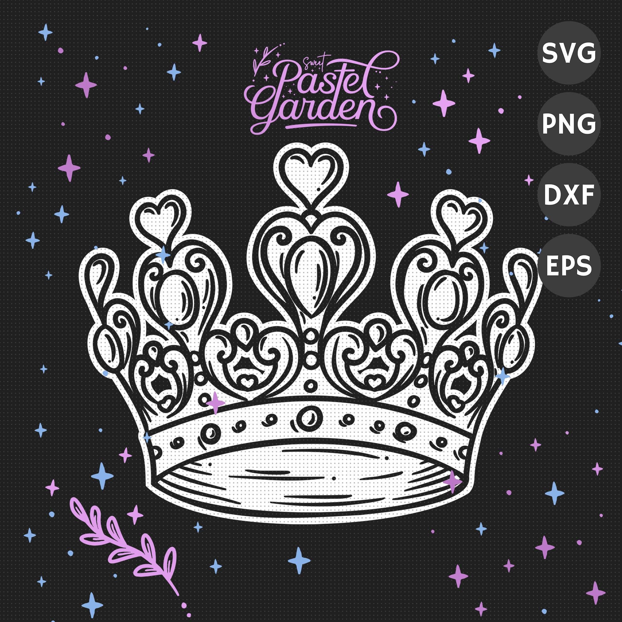 Heart Crown SVG, King Crown SVG, Queen Silhouette, Princess Tiara File ...
