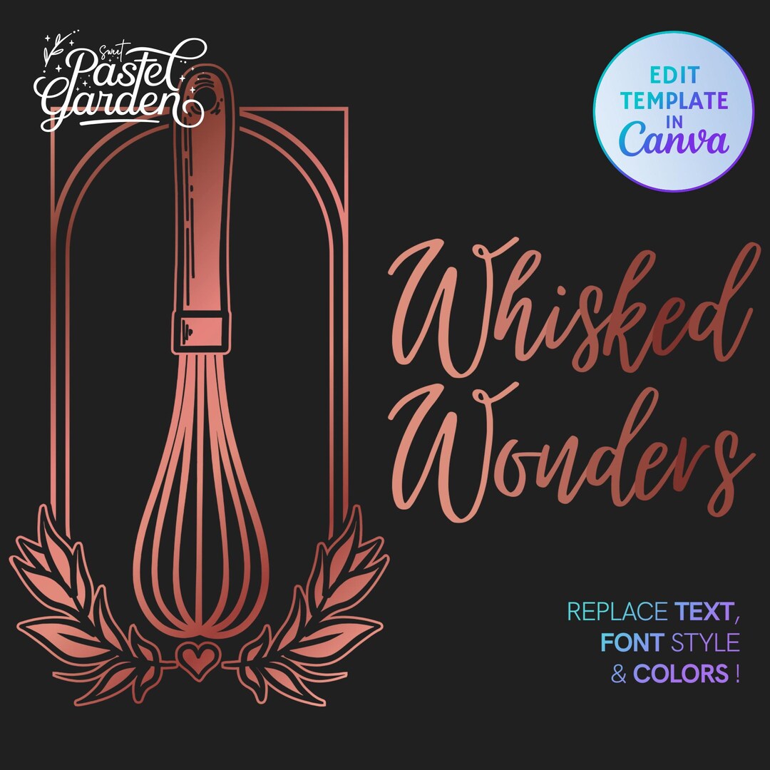 DIY Whisk Logo Canva Template, Pastel Design for Bakery, Cake or Pastry ...