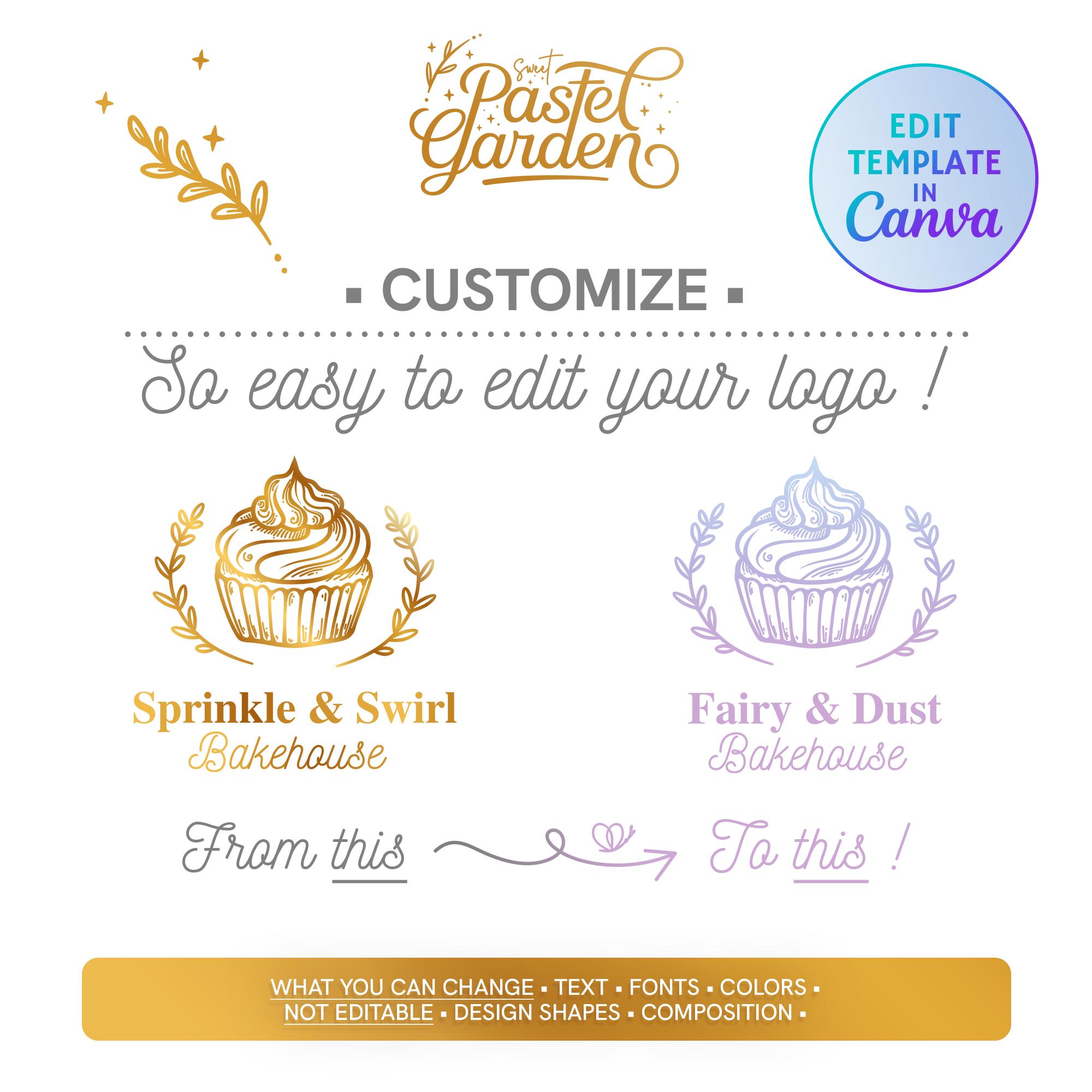 DIY Colorful Cupcake Logo Canva Template for Cake Designers and ...