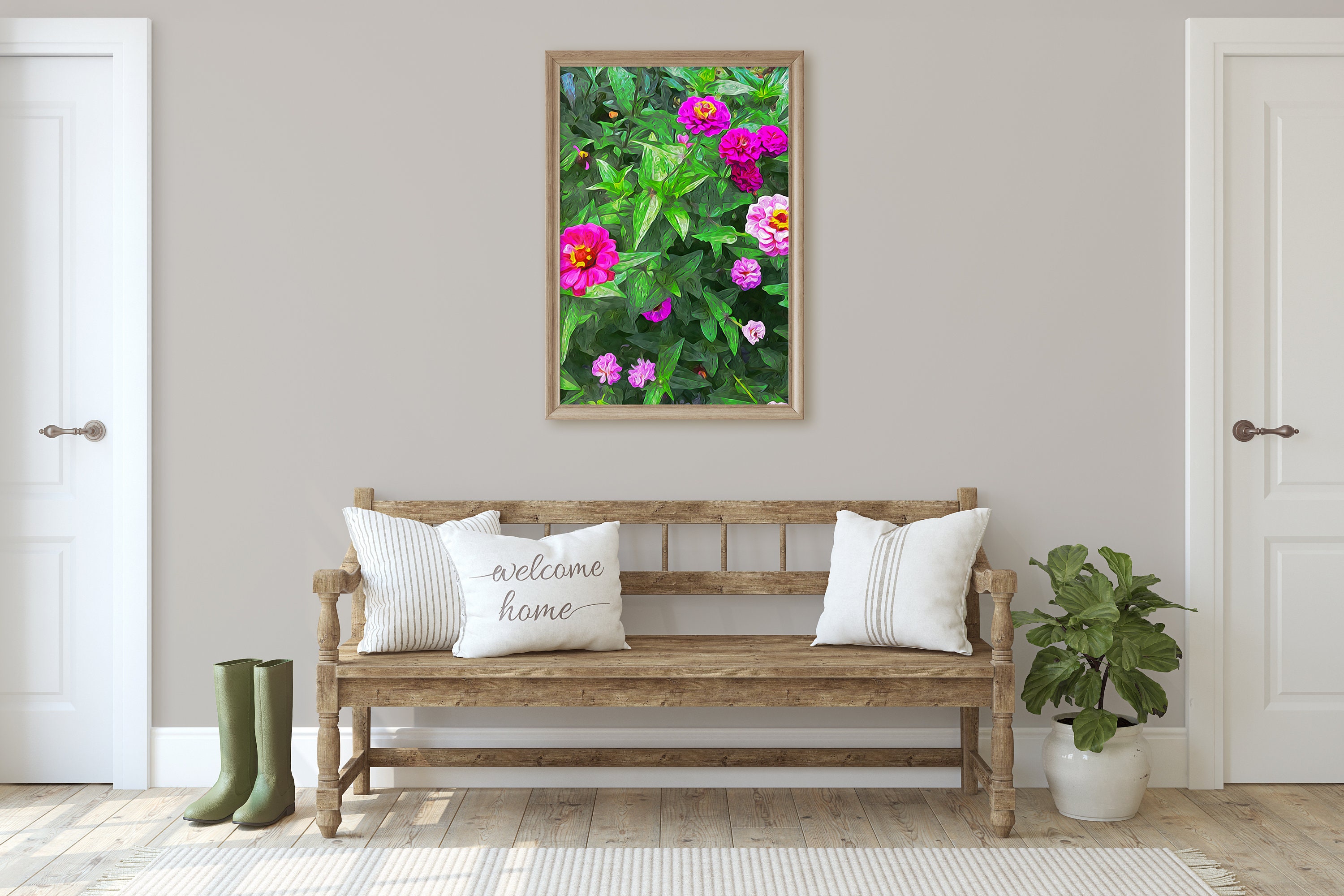 Zinnia Impressionist Style Wall Art Poster, Digital Painting, Wall Art ...