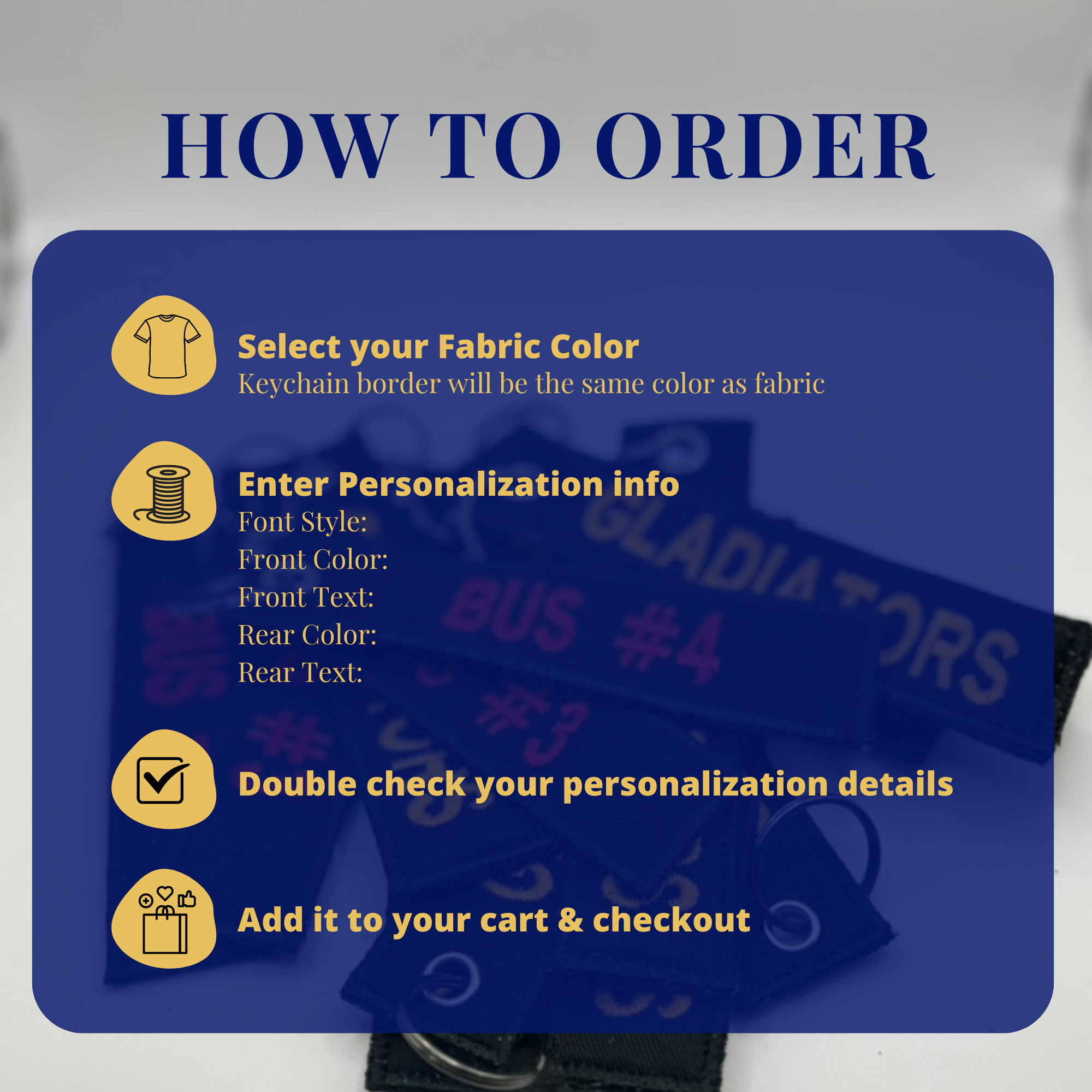 Custom Keychains Custom Key Tags, Double Sided Text Embroidered ...