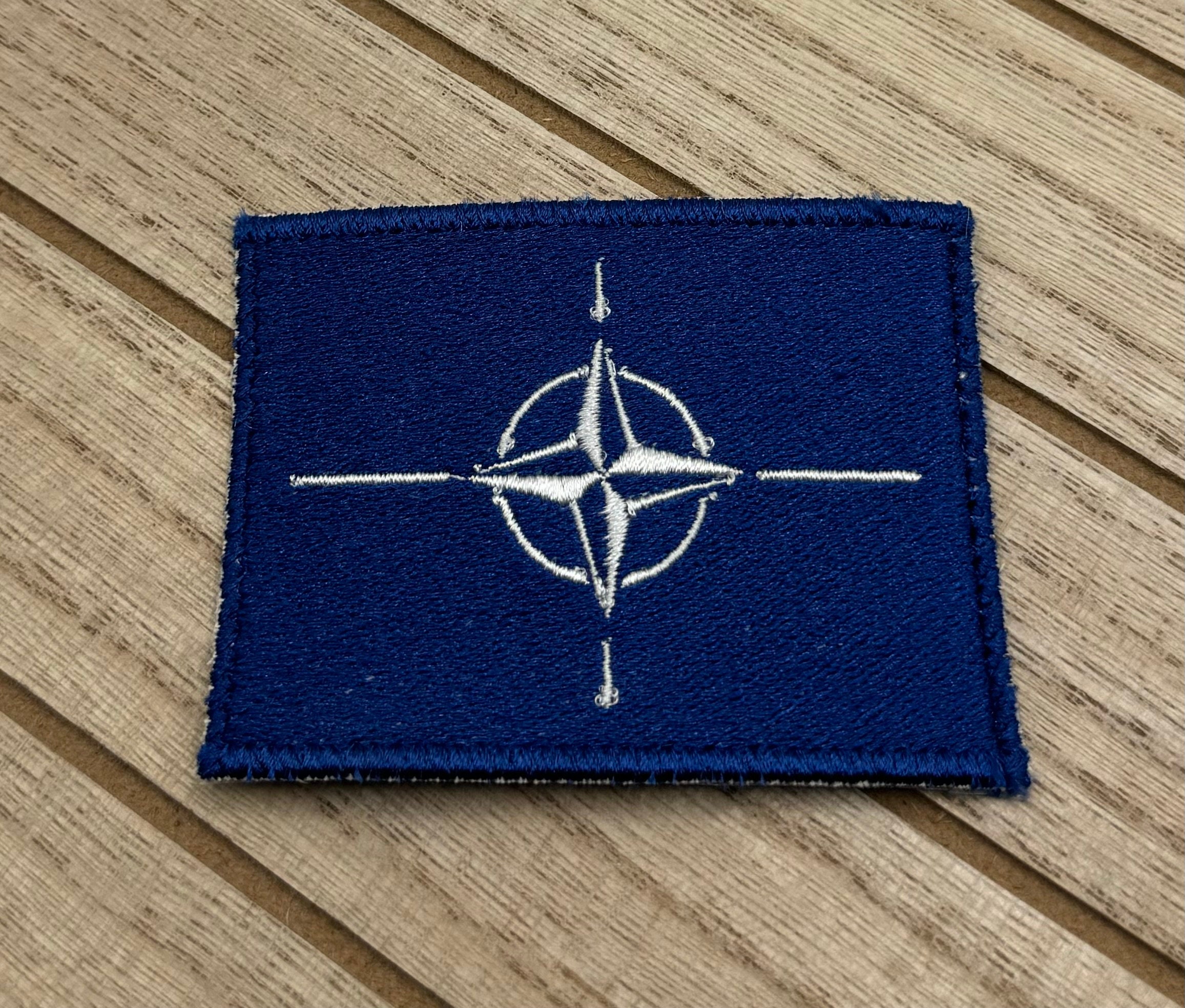 NATO Flag | Compass | Embroidered Iron on Patch for Backpack, Jacket ...