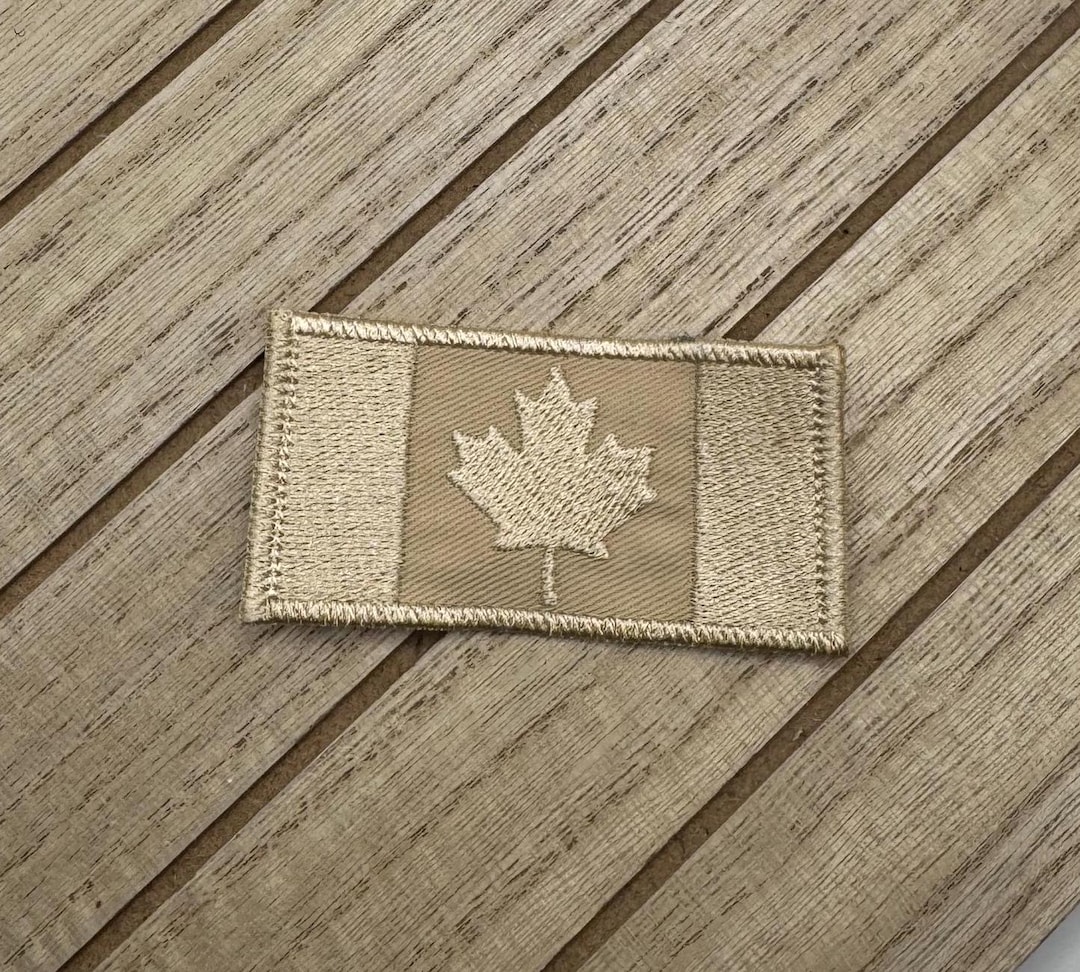 Khaki Embroidered Canada Flag Patch: Maple Leaf Applique - Etsy