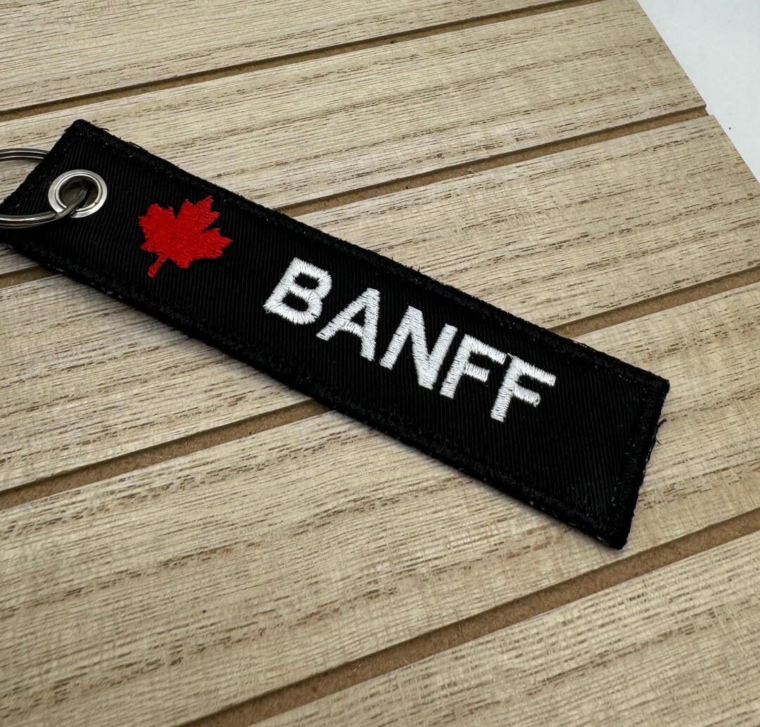 Embroidered Banff Keychain: Canada Travel Luggage Tag - Etsy