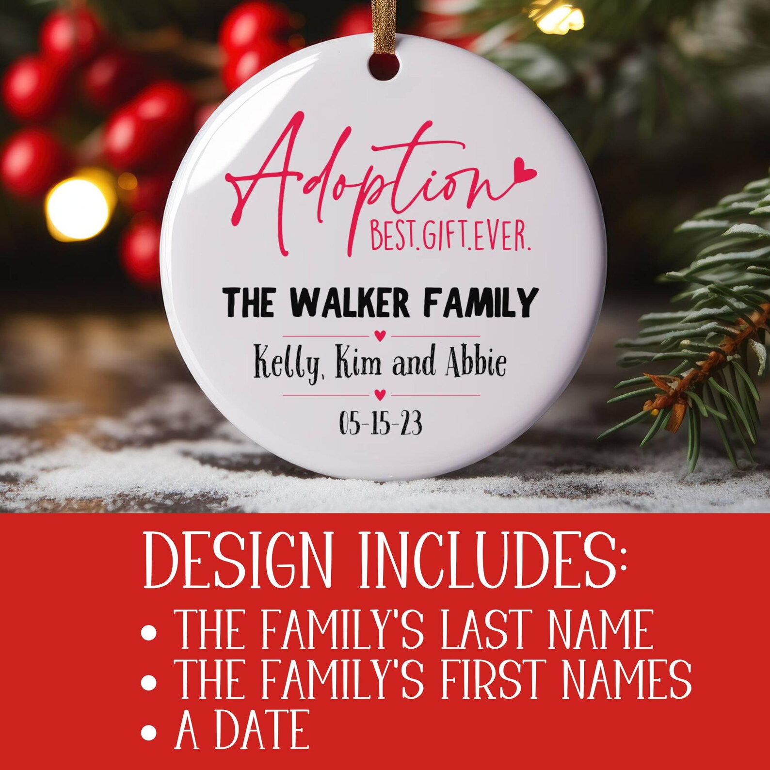 Adopt Gifts Adoption Ornament, Adoption Gifts for Family Adoption Day ...