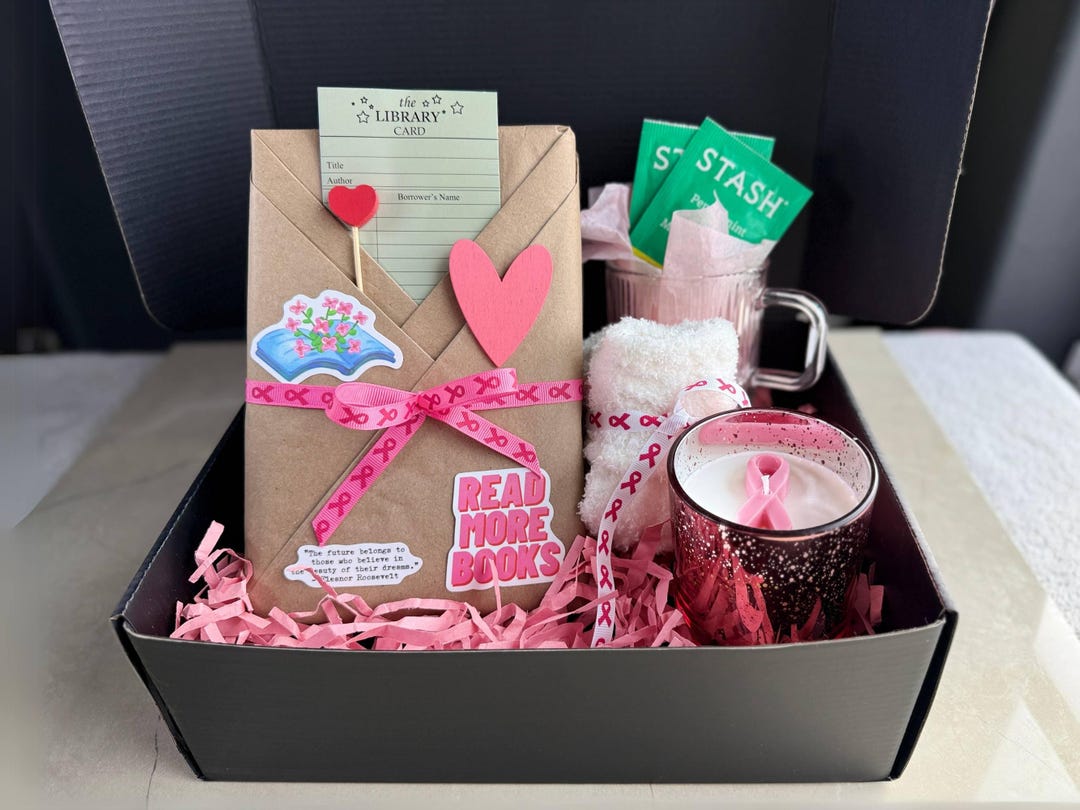 Breast Cancer Gift Box for Her, Thinking of You Gift Box for Women, Handmade Pink Ribbon Gift ...