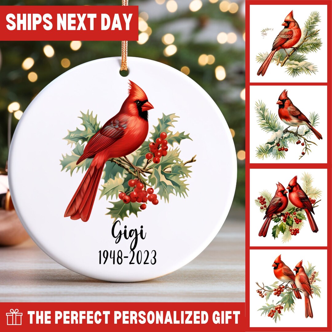 Cardinal Ornament, Memorial Ornament, Remembrance Ornament, Cardinal ...