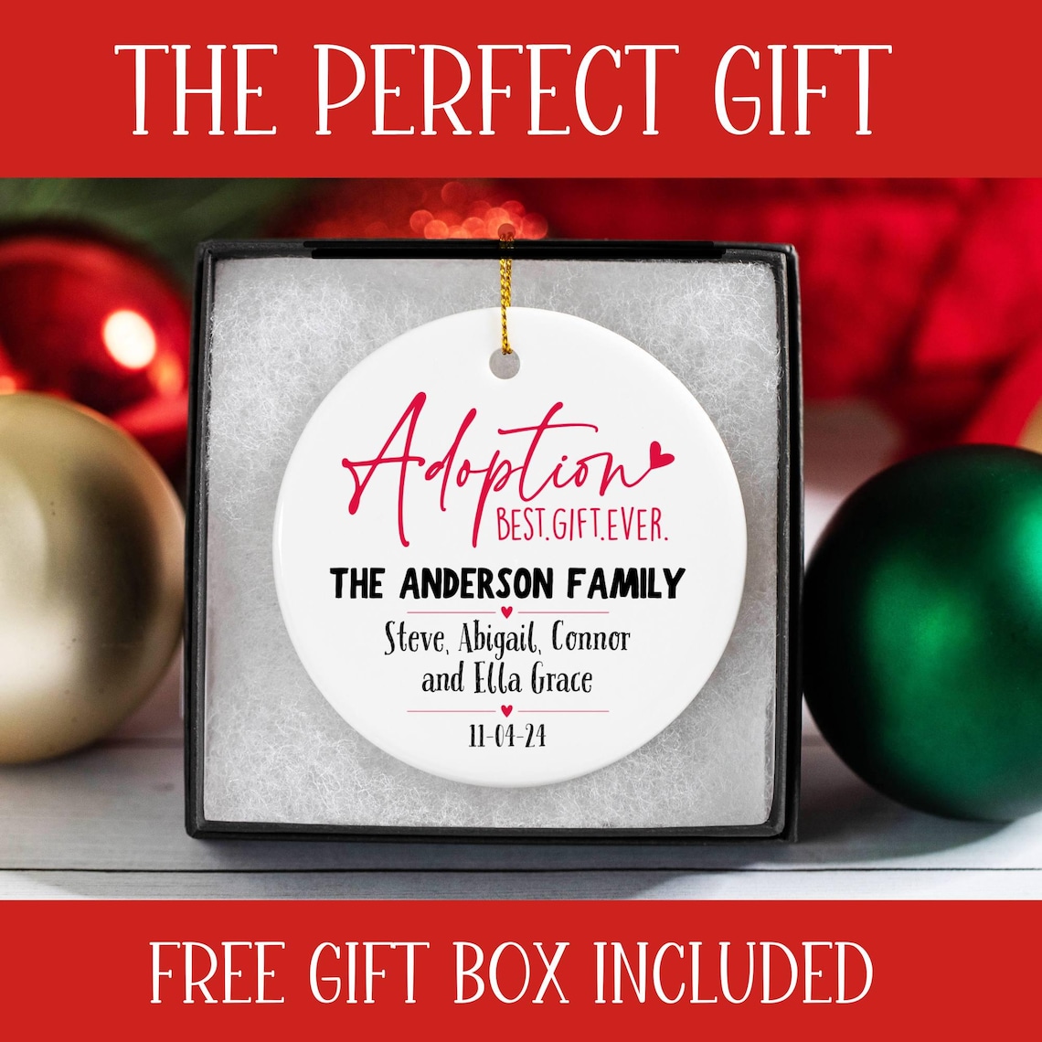 Adopt Gifts Adoption Ornament, Adoption Gifts for Family Adoption Day ...