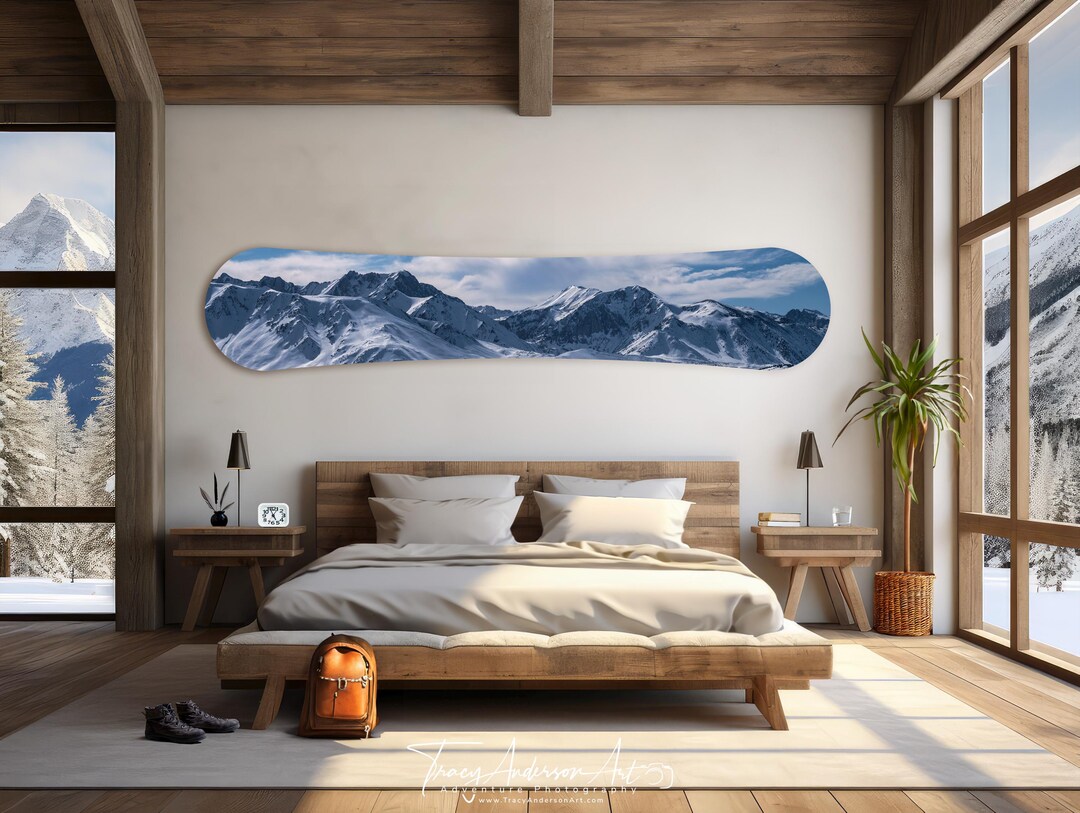 Snowboard Wall Art, Mountain Photography Decor Display, Winter ...