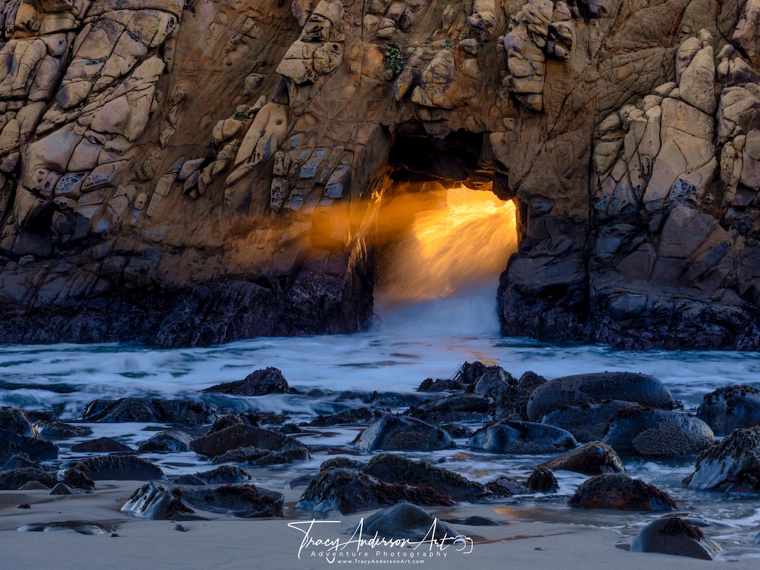 Big Sur Photography, Keyhole Arch Sunset Photo, Beach Print Coastal ...