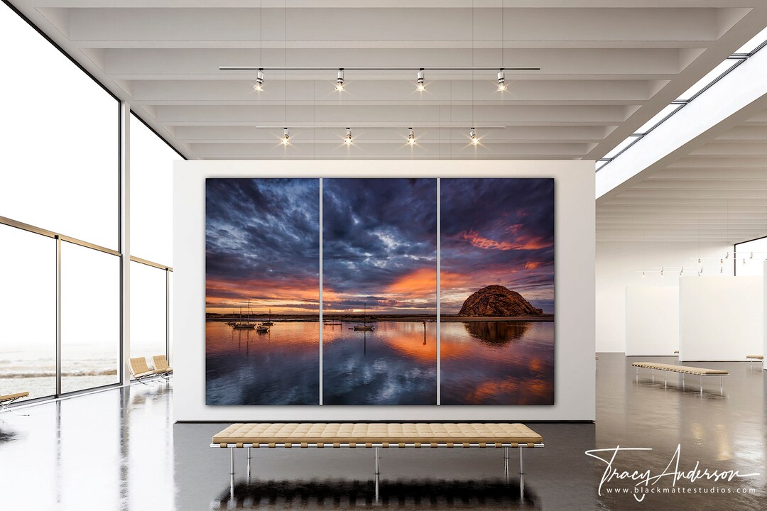 Sunset at Morro Bay 3 Panel Split Metal Photo, Morro Bay Photography ...