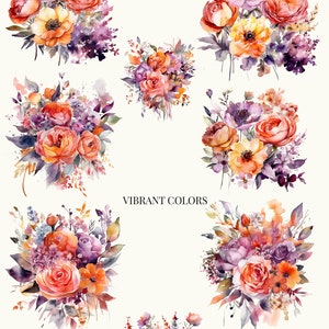 Watercolor Floral Bouquets Floral Clipart Spring Flowers Summer Floral ...