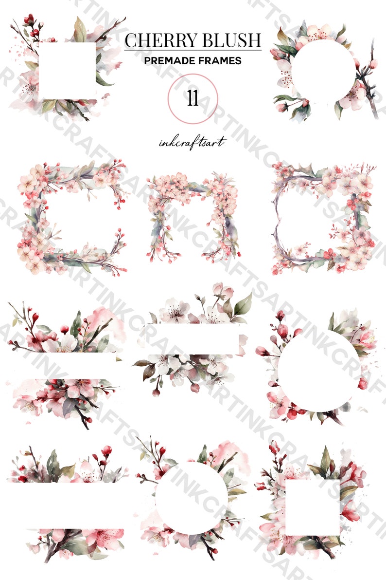 Watercolor Cherry Blossoms Flower Clipart Cherry Blossoms Clipart ...