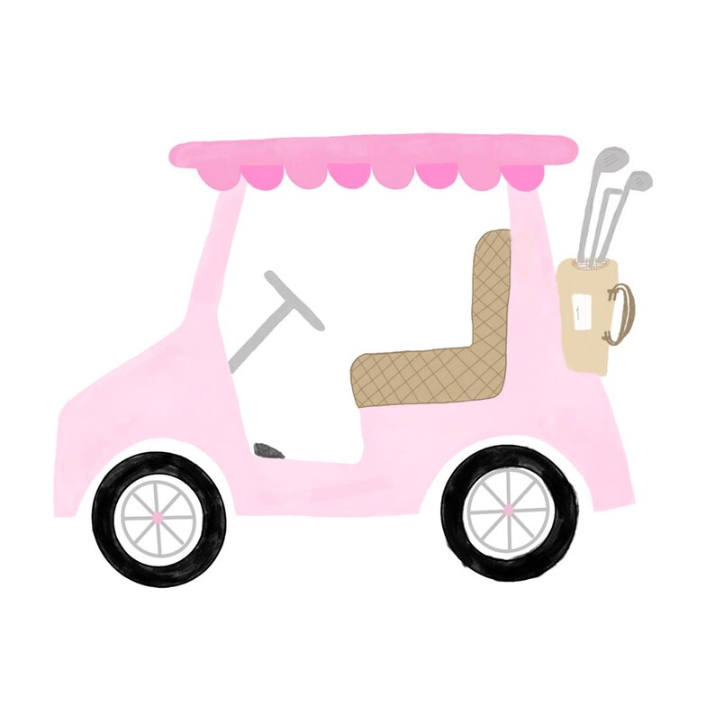 Preppy Pink Golf Cart Clip Art - Etsy