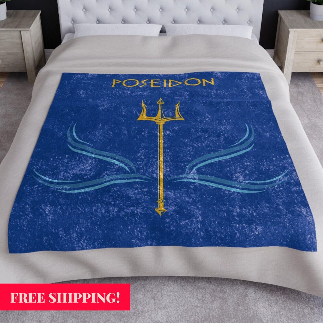 Poseidon Blanket | Crushed Velvet Blanket | Ancient Greek God Poseidon ...