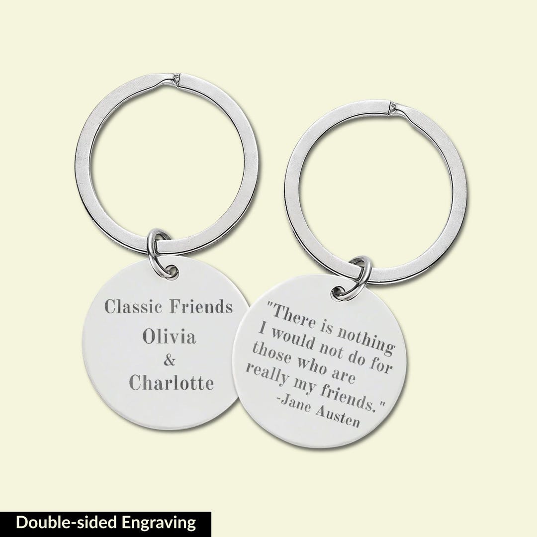 Personalized Jane Austen Keychain | Double-sided Friendship Keyring ...