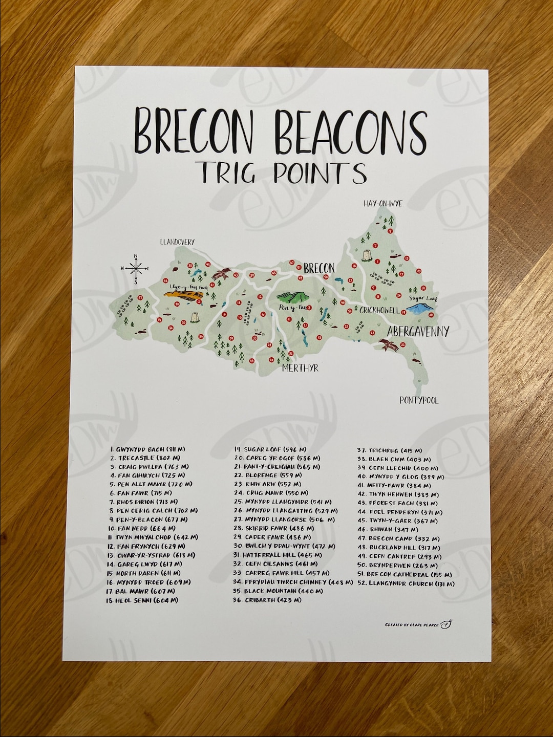 Brecon Beacons National Park Trig Point Map - Etsy UK