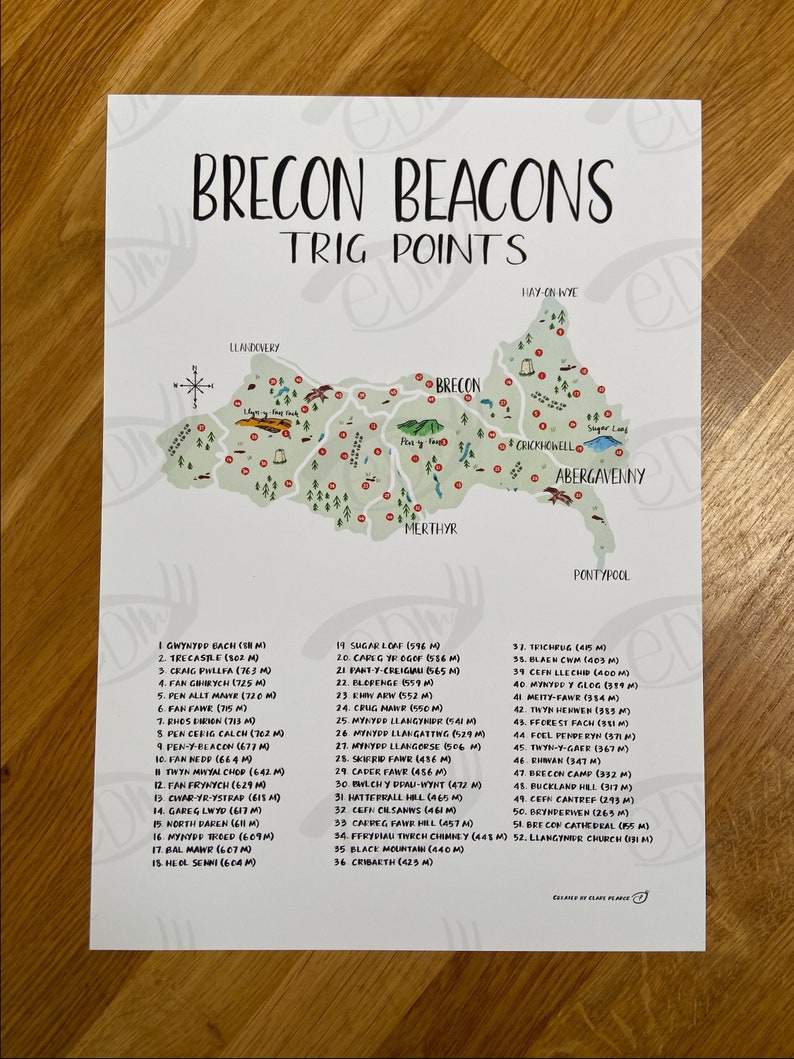 Brecon Beacons National Park Trig Point Map - Etsy UK