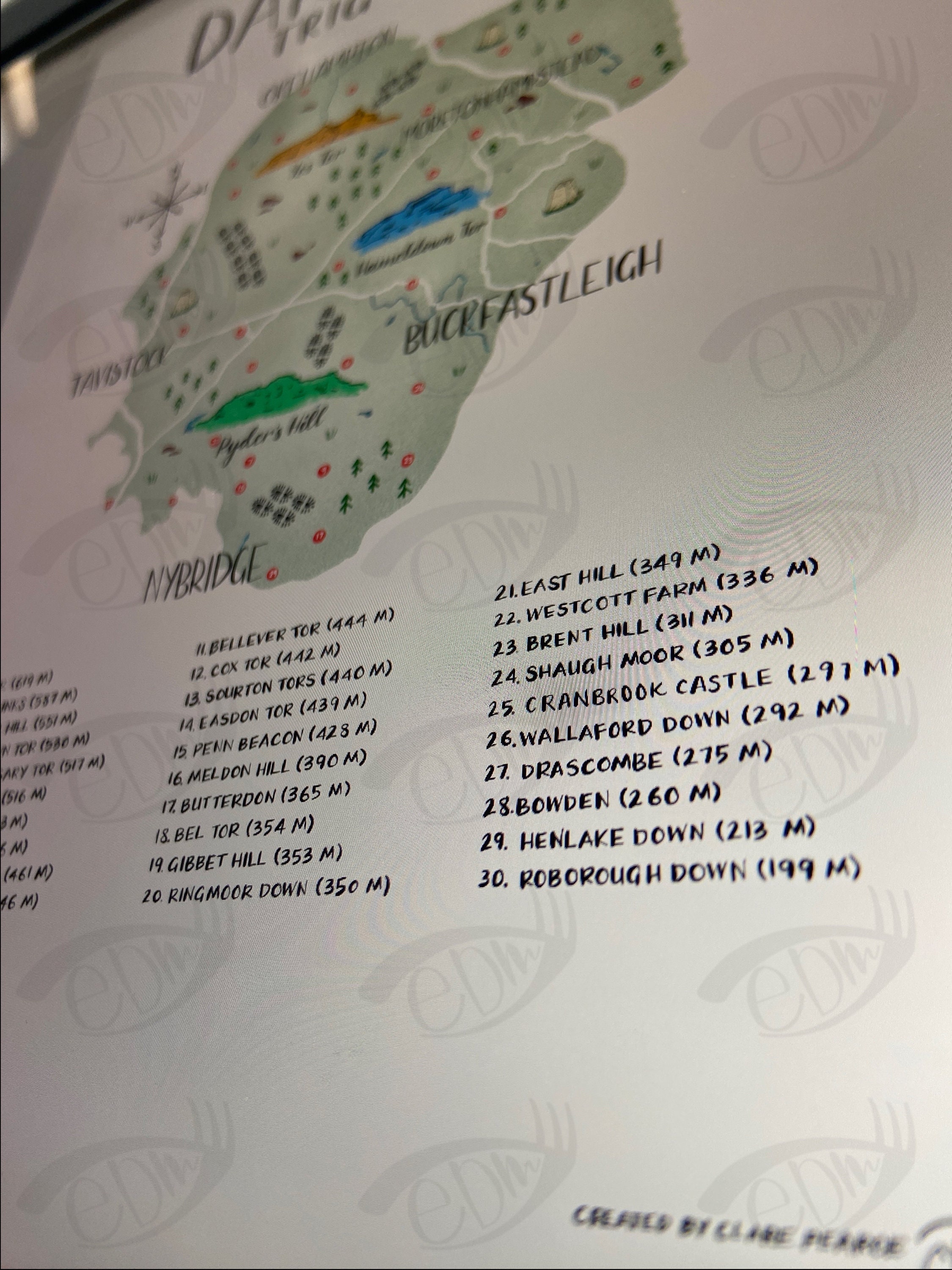 Dartmoor National Park Trig Point Map - Etsy UK