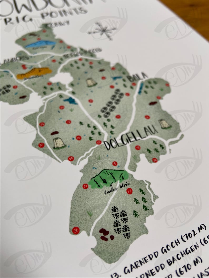 Snowdonia National Park Trig Point Map - Etsy UK