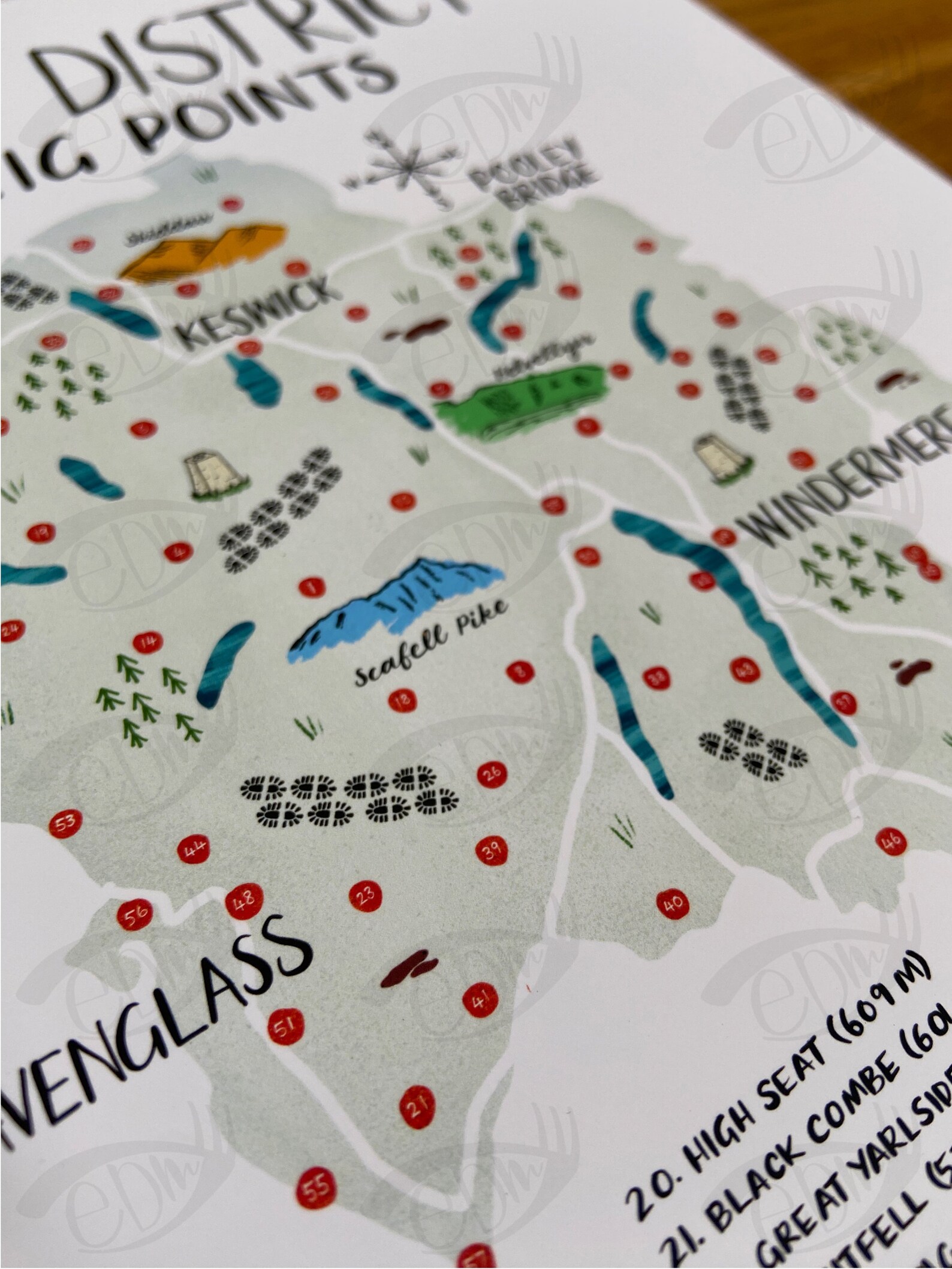 Lake District National Park Trig Point Map - Etsy UK
