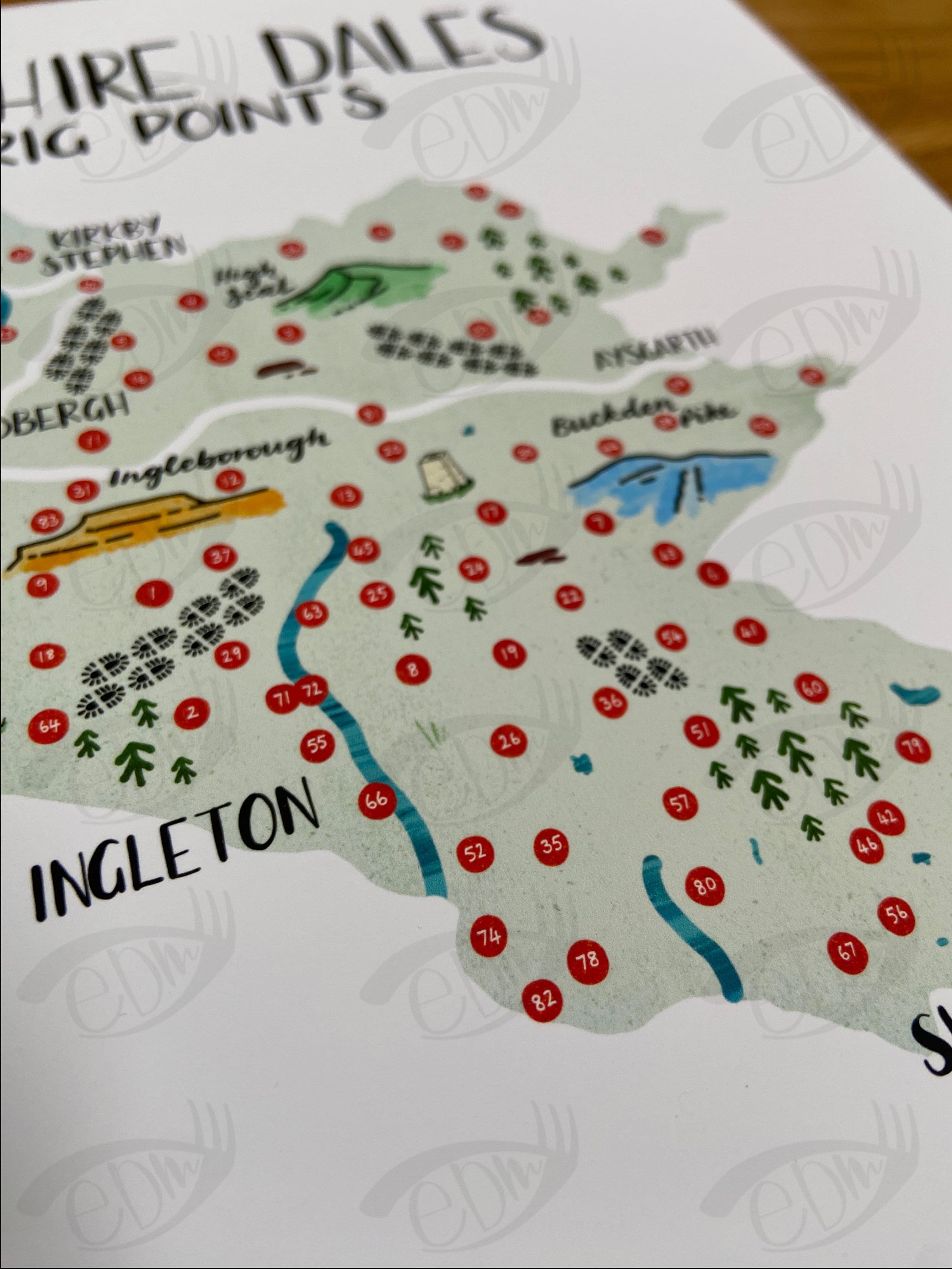 Yorkshire Dales National Park Trig Point Map - Etsy UK