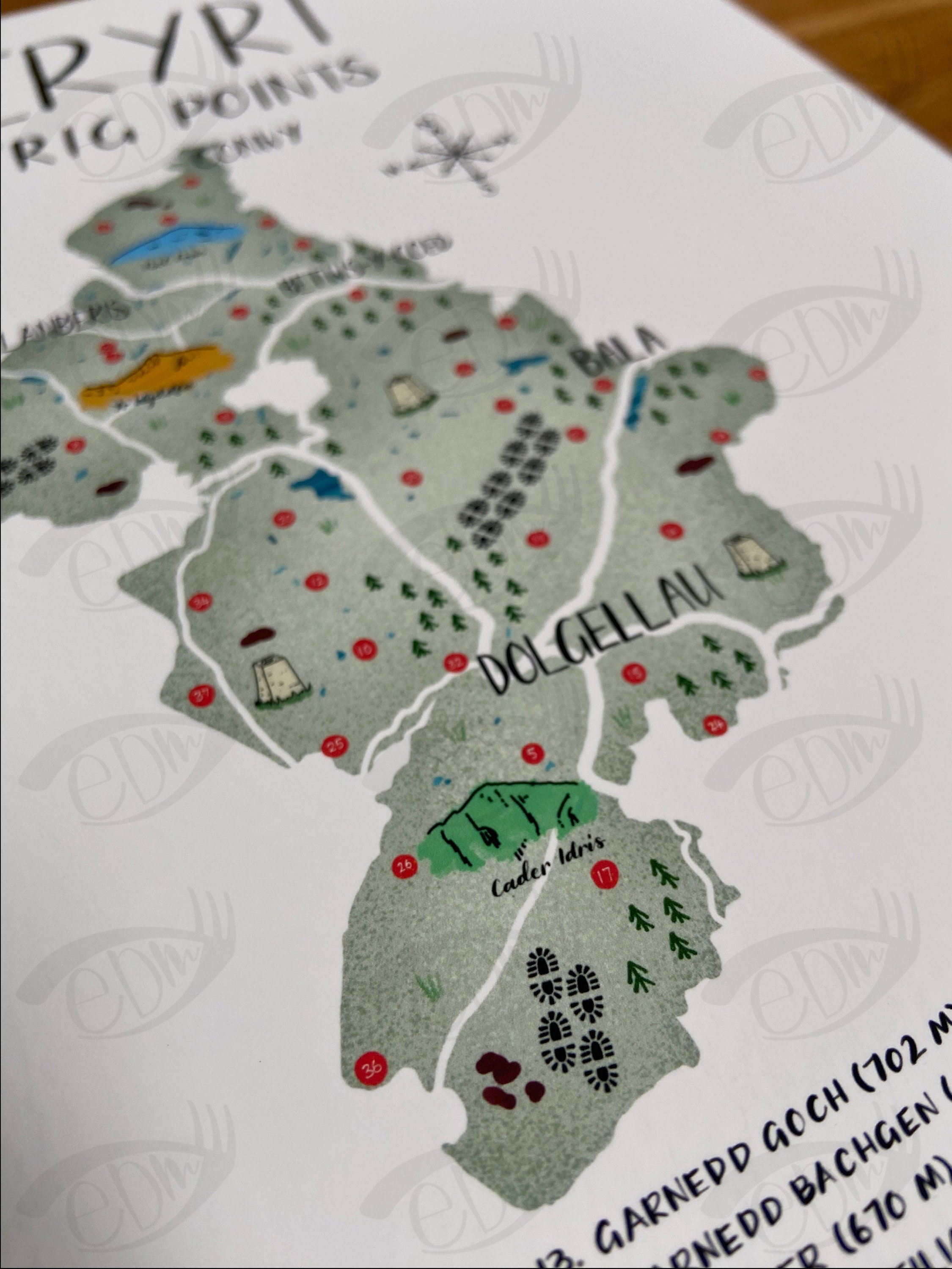Eryri National Park Trig Point Map - Etsy UK