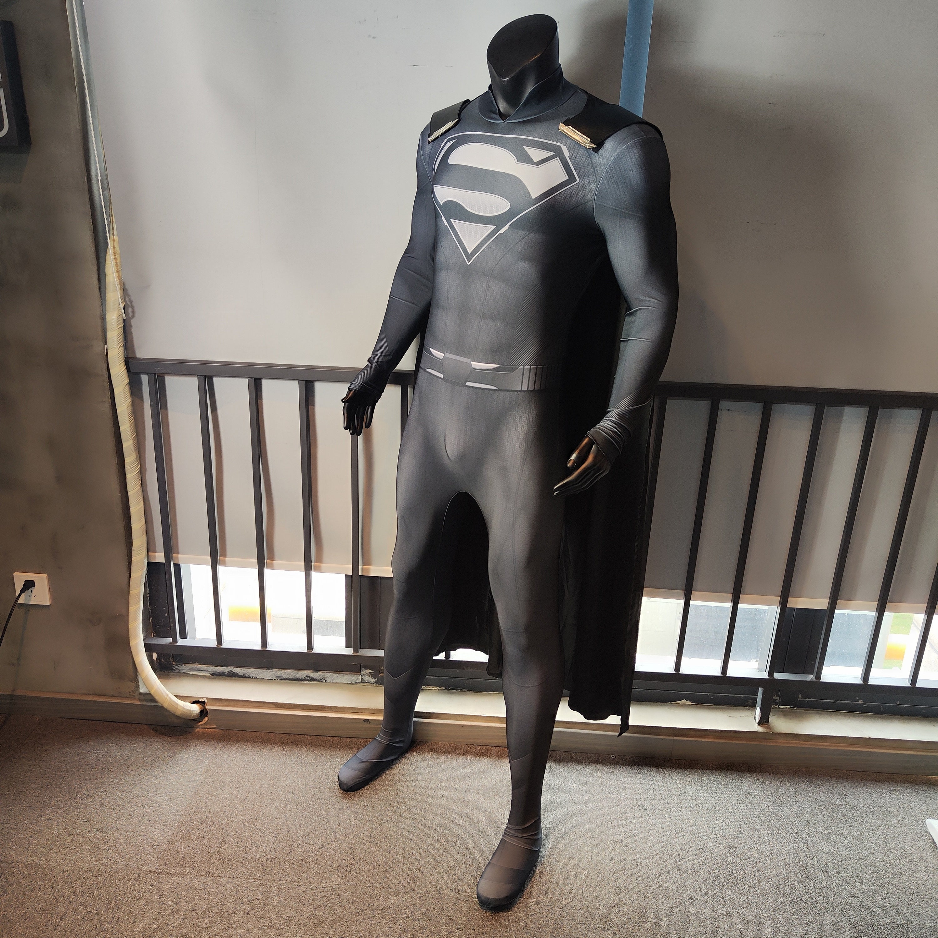 Superman Black Suit Clark Kent Costume Cosplay Suit Bodysuit With Cloak ...