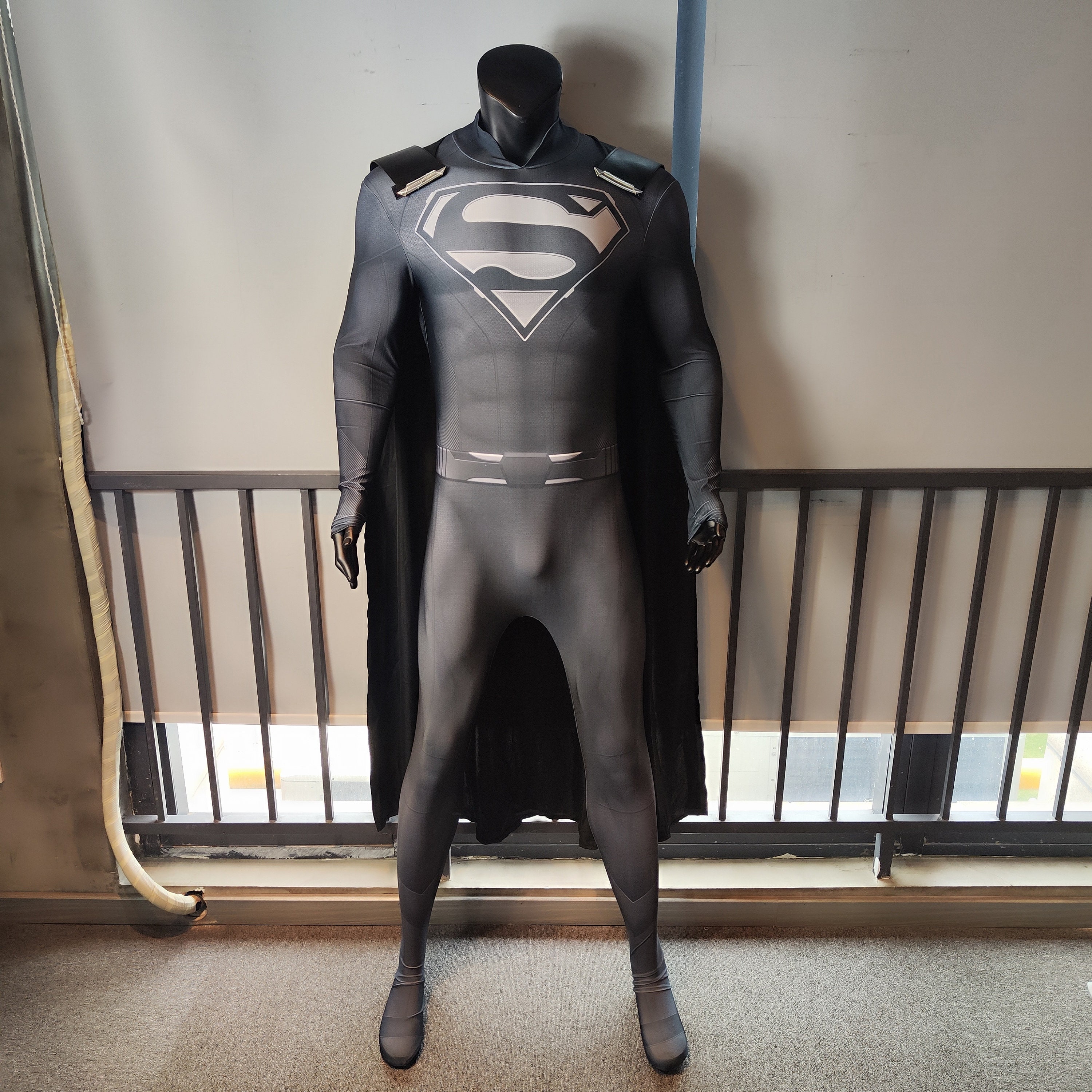 Superman Black Suit Clark Kent Costume Cosplay Suit Bodysuit With Cloak for Adult Kids Etsy