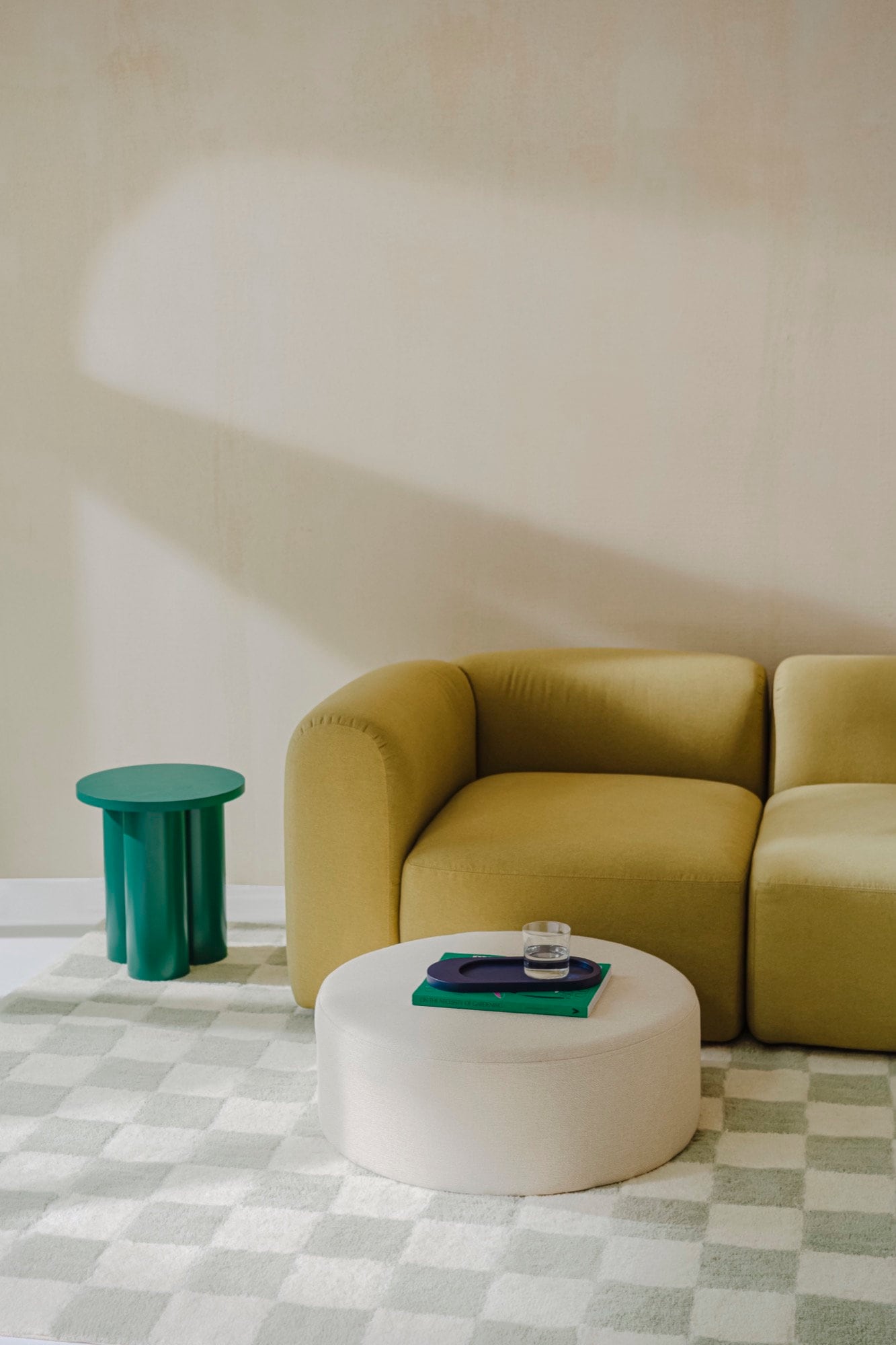 Oly Stool Green Oak Side Table, Wooden Top Nightstand, Steel Metal Base ...