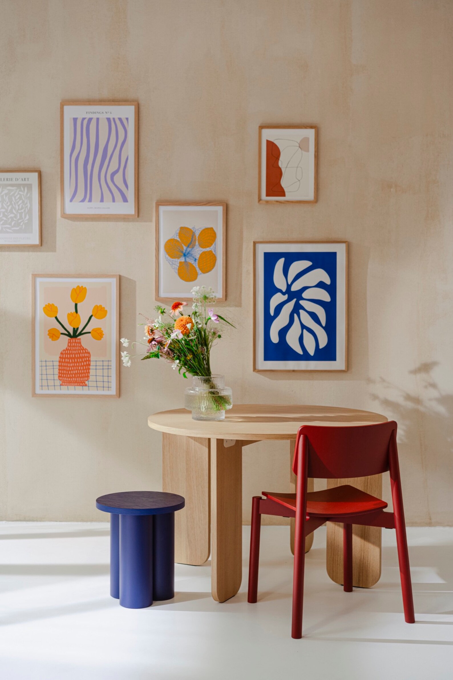 Oly Stool Green Oak Side Table, Wooden Top Nightstand, Steel Metal Base ...