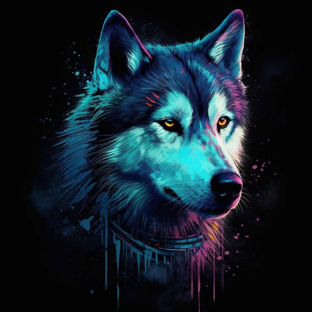 Husky Portrait, Drippy Husky, Husky Pet Portrait, Husky Poster, Husky ...