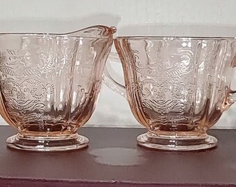 Set of 8 Vintage Pink Depression Glass Dinner Plates 10 1/4 Square ...