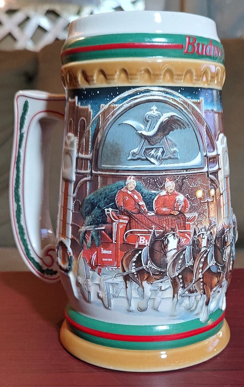 Budweiser Holiday Collectors Stein 1997 - Etsy