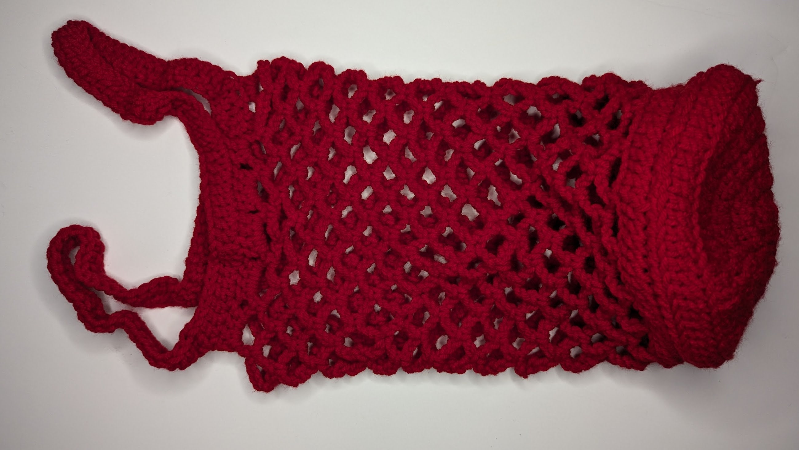 Large Red Crochet Foldable Market Bag - Etsy