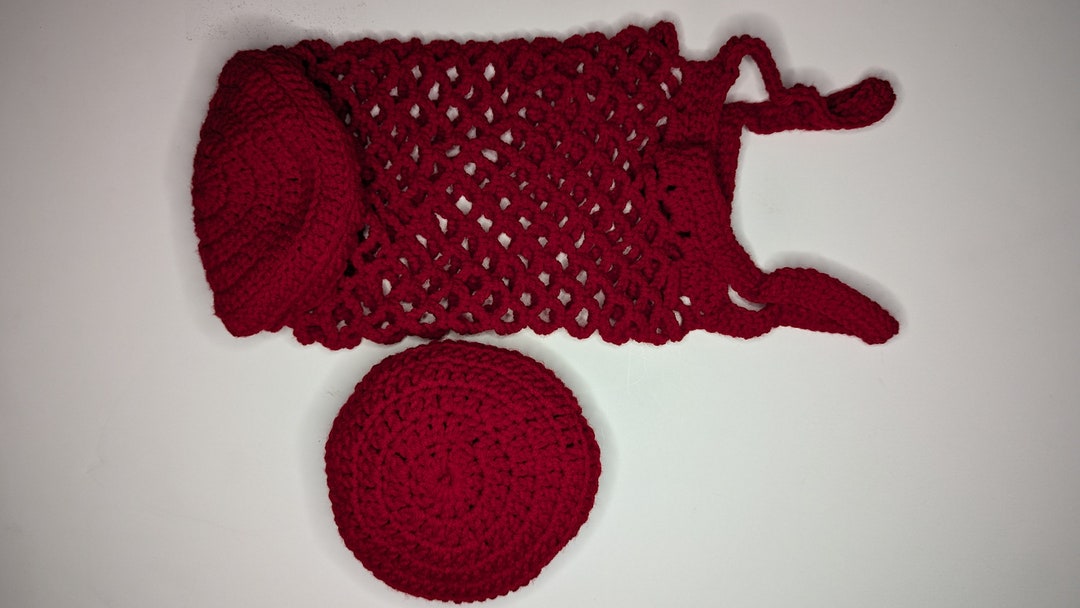 Large Red Crochet Foldable Market Bag - Etsy
