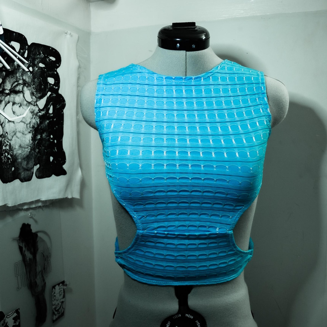 Jellyfish Top - Cutout, Textured Blue Crop Top - Etsy