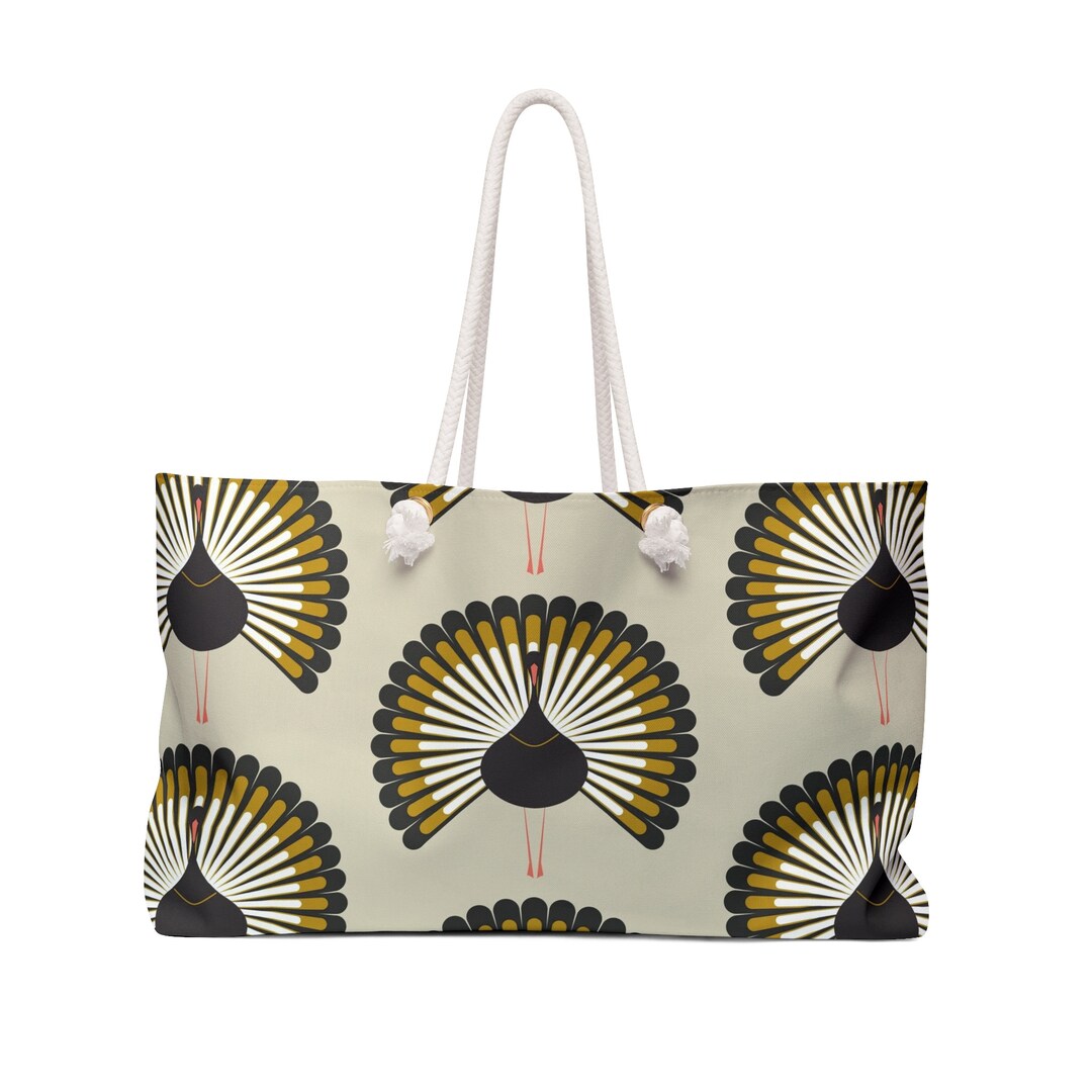 Modern Peacock Patterned Weekender Bag Unique Beach Tote - Etsy