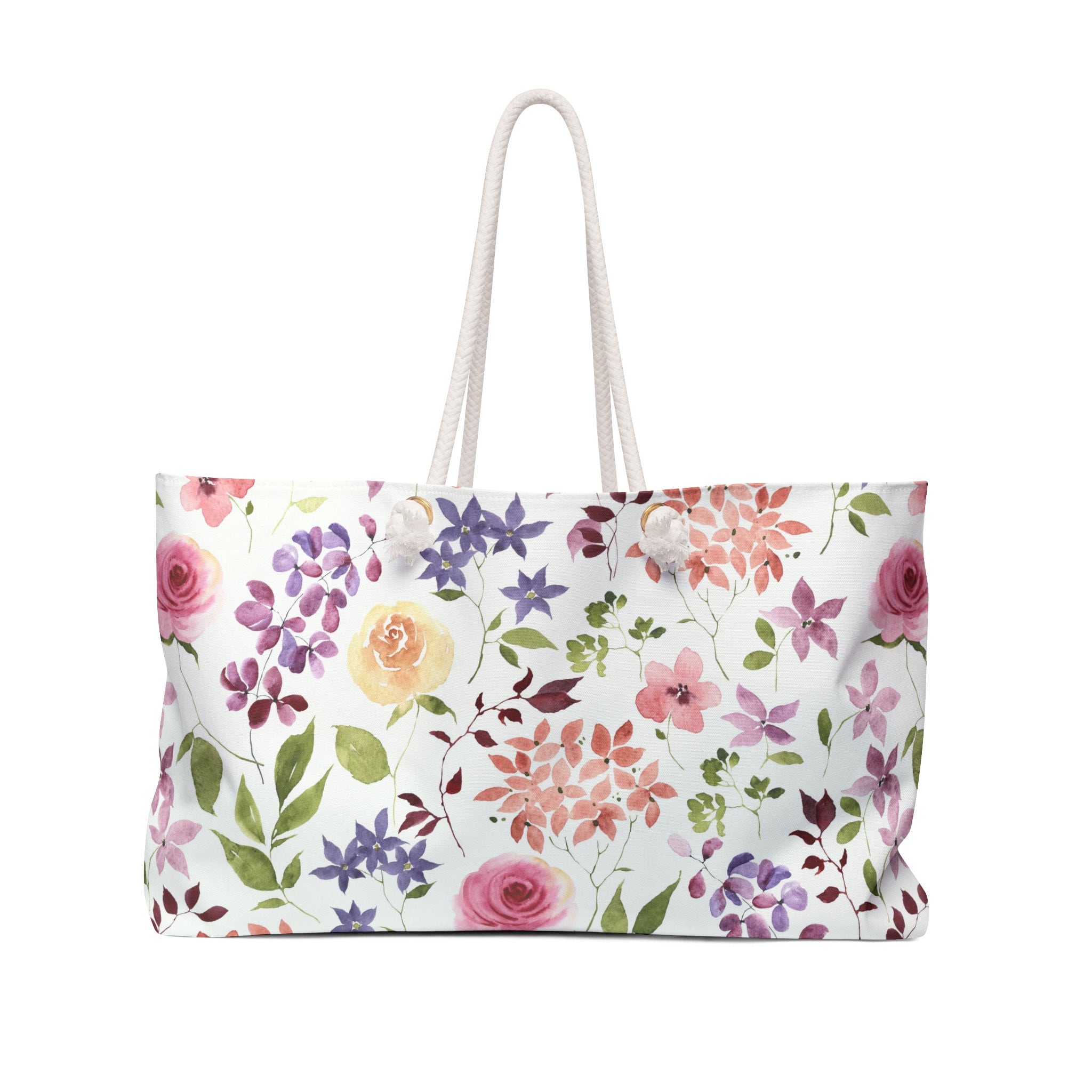 Bright Floral Weekender Bag, Modern Carryall Beach Tote, Summer ...