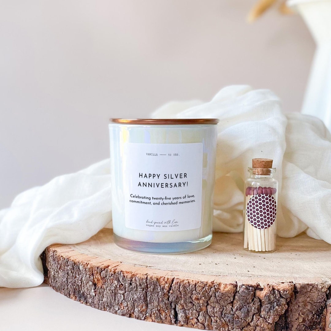 Happy Silver Wedding Anniversary Scented Candle With Lid 25th ...