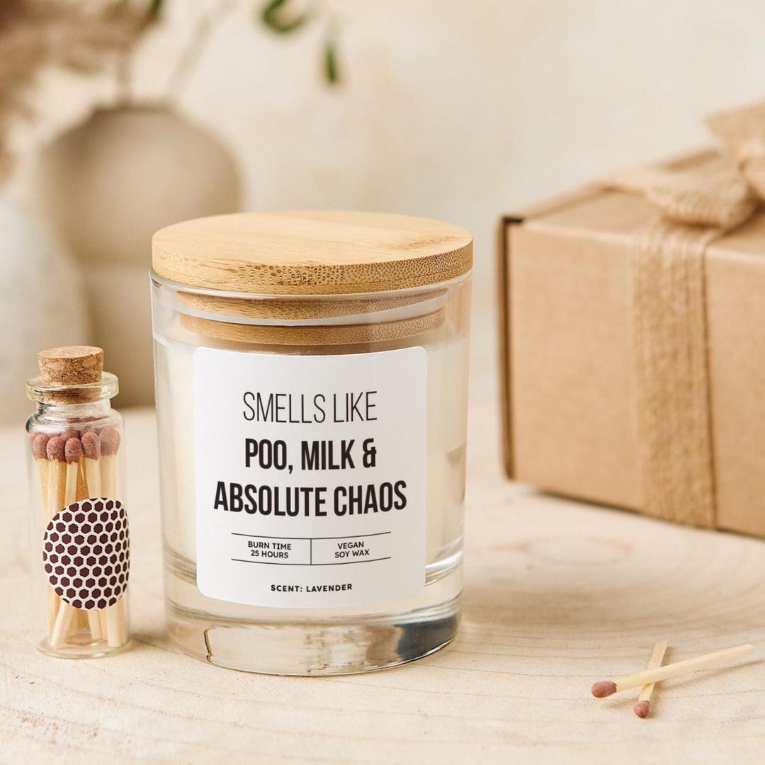 Funny New Parent Candle Gift Set Smells Like Poo Milk & Chaos Cheeky ...