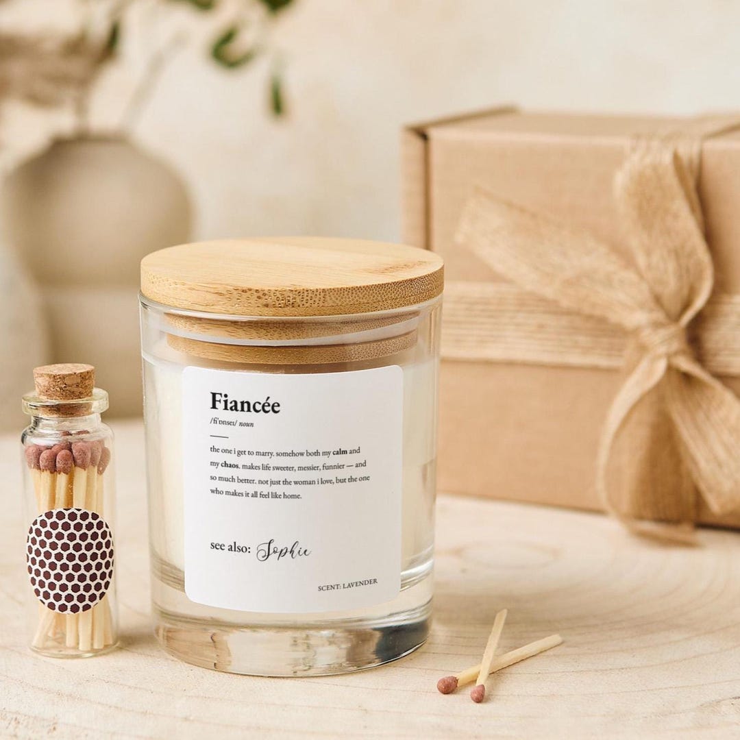 Fiancée Candle Gift Keepsake for Bride-to-be Girlfriend Engagement ...