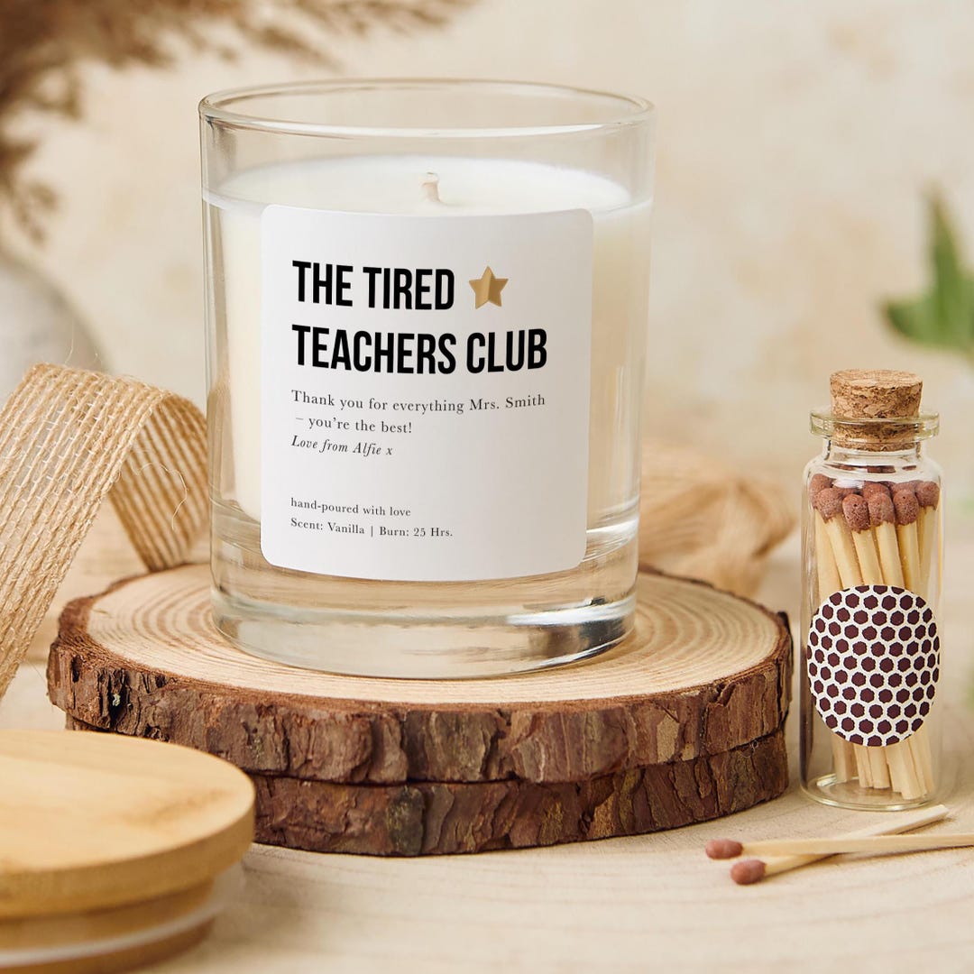 The Tired Teachers Club Funny Teachers Candle Set A Fun Thank You Gift ...
